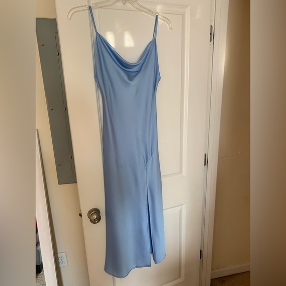 Paper Heart | Dresses | Light Blue Midi Style Formal Dress With A Cowl ...